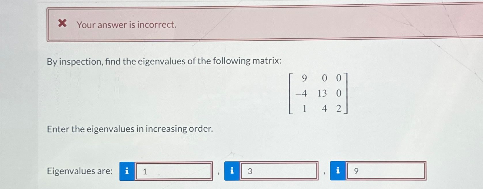 Solved Your answer is incorrect.By inspection, find the | Chegg.com