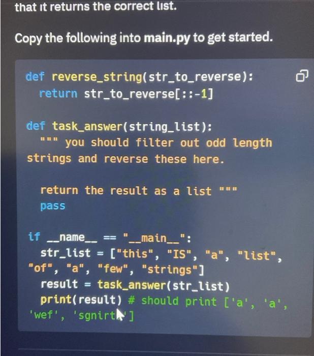Solved For a list of strings, filter out the strings that | Chegg.com