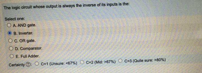 Solved The logic circuit whose output is always the inverse | Chegg.com