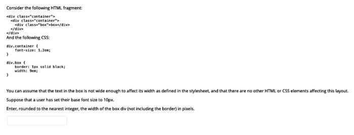 Solved Consider the following HTML fragment