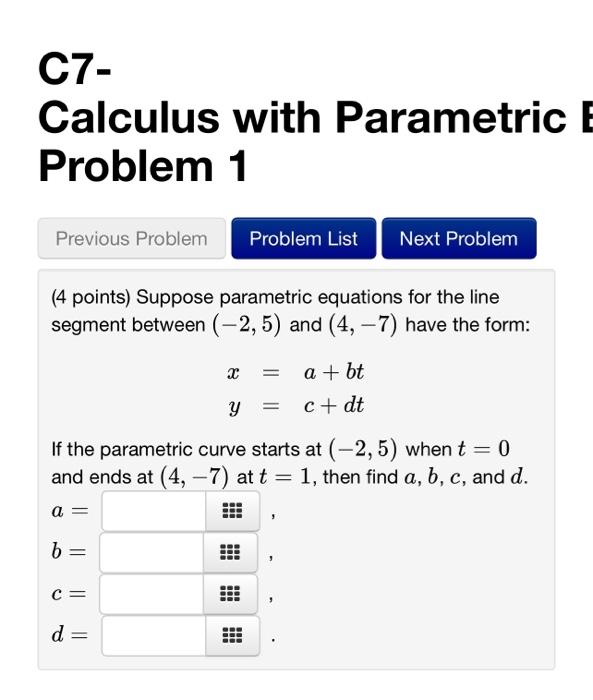 Solved Calculus with Parametric Problem 1 (4 points) Suppose | Chegg.com