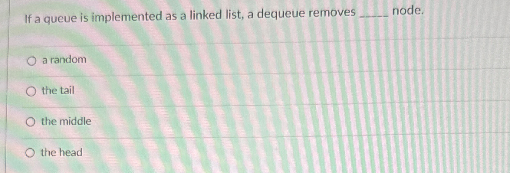 Solved If a queue is implemented as a linked list, a dequeue | Chegg.com