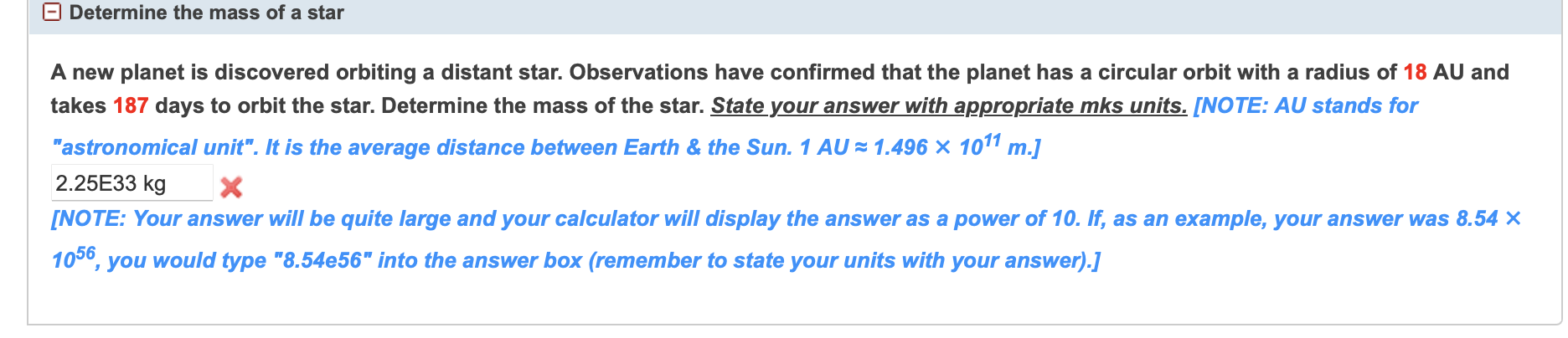 Solved Determine the mass of a starA new planet is | Chegg.com