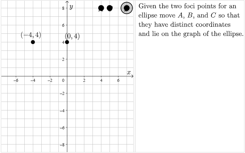 Solved Given the two foci points for an ellipse move A, ﻿B, | Chegg.com