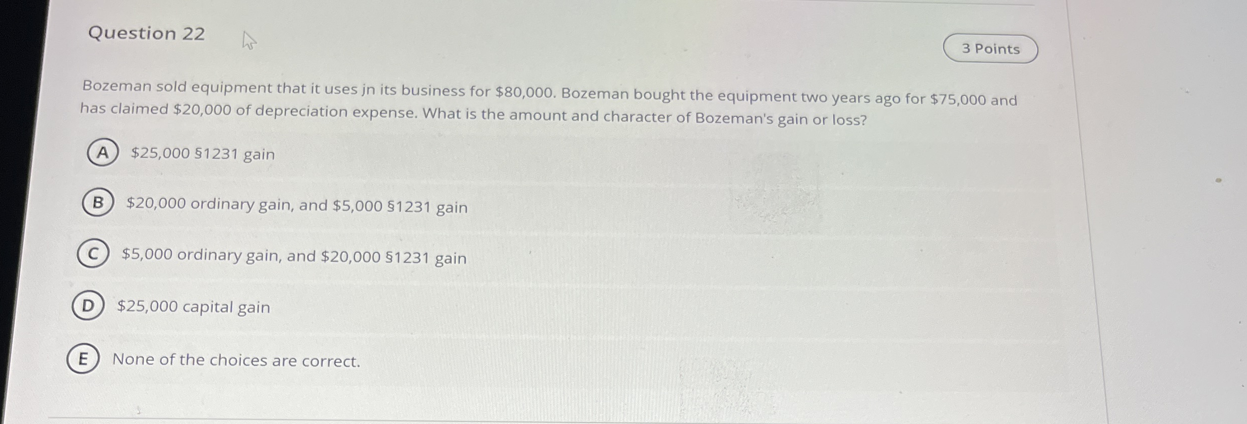 Solved Question 223 ﻿PointsBozeman sold equipment that it | Chegg.com