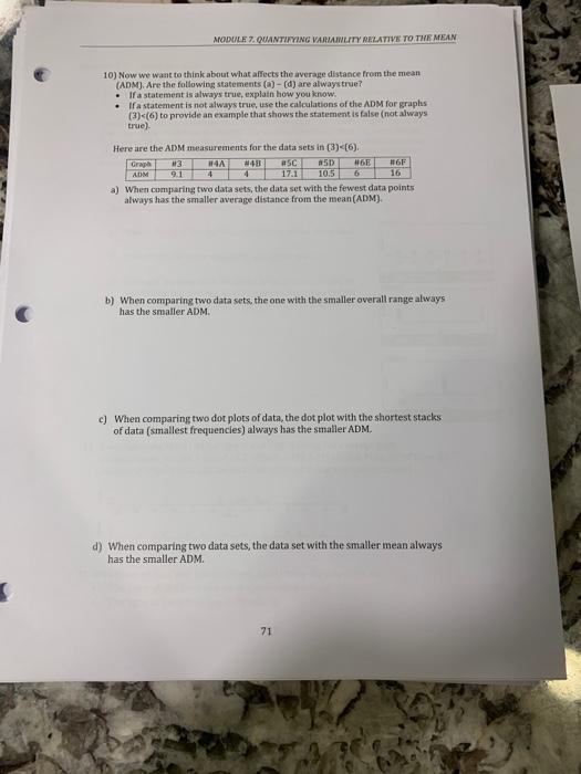 Solved MODULE 7. QUANTIFYING VARIABILITY RELATIVE TO THE | Chegg.com