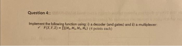 Solved Implement the following function using: i) a decoder | Chegg.com