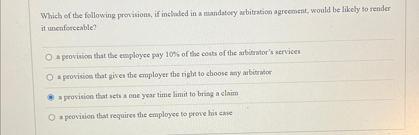 Solved Which of the following provisions, if included in a | Chegg.com