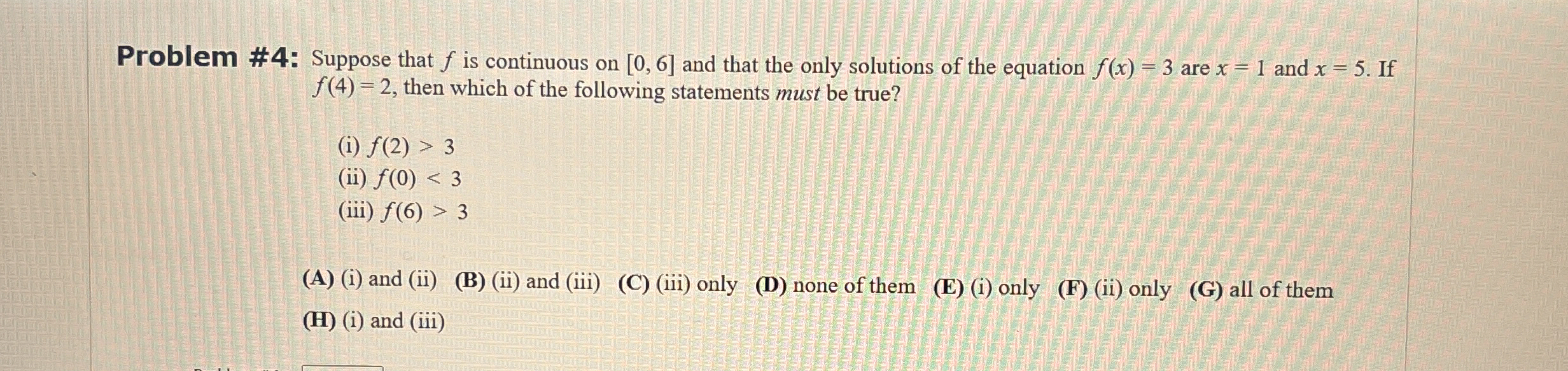 Solved Problem #4: Suppose that f ﻿is continuous on 0,6 ﻿and | Chegg.com