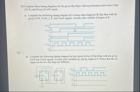 Solved 7.5 ﻿Complete these timing diagrams for the given | Chegg.com