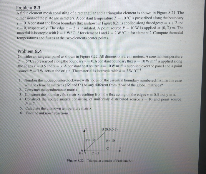 Problem 8.3 A finite element mesh consisting of a | Chegg.com