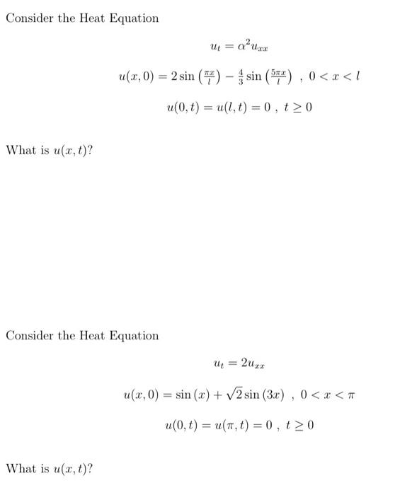 Solved Consider the Heat Equation \\[ \\begin{array}{c} | Chegg.com