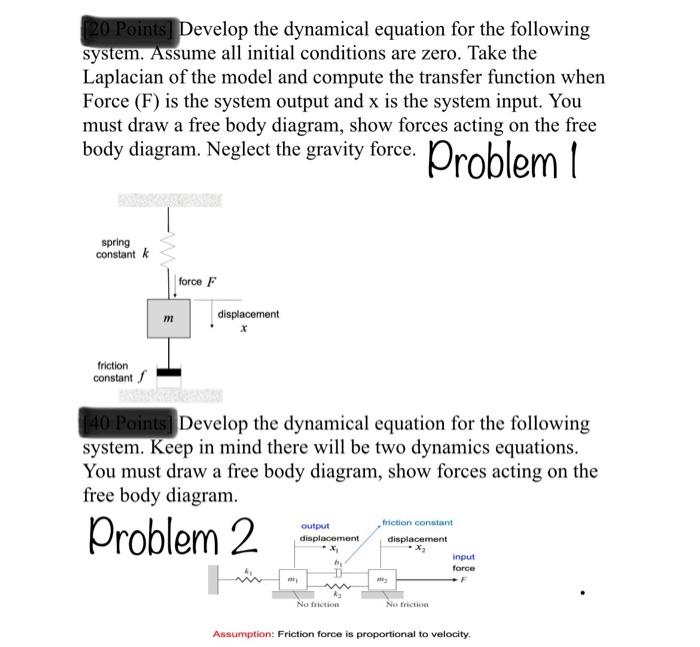 Solved 20 Points] Develop the dynamical equation for the | Chegg.com