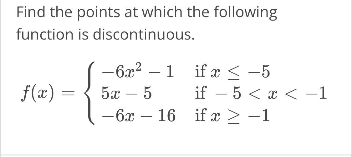 Solved Find the points at which the following function is | Chegg.com