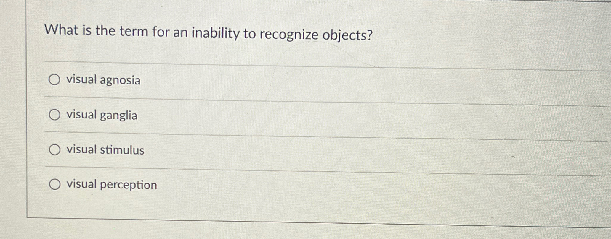 Solved What is the term for an inability to recognize | Chegg.com