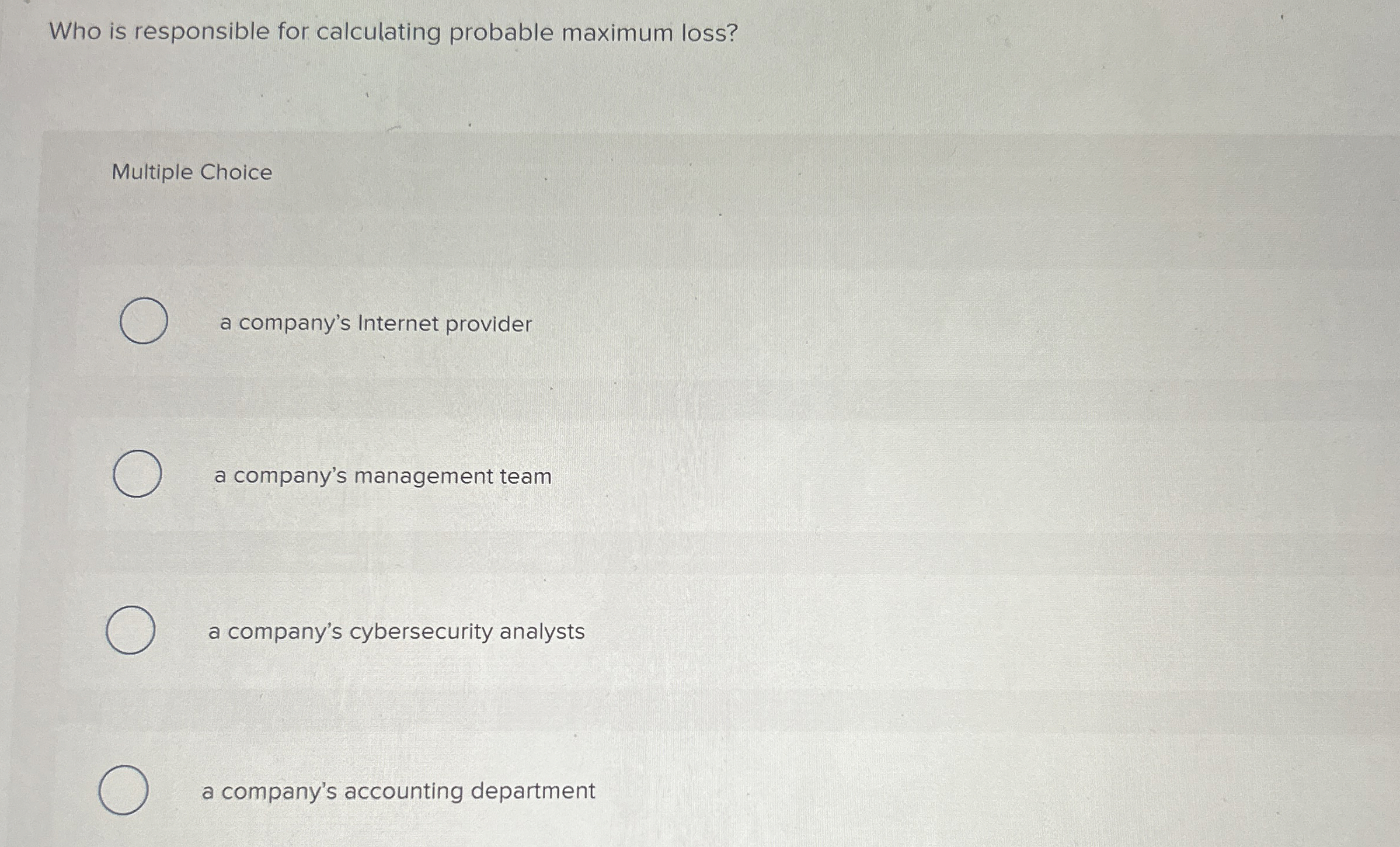 Solved Who is responsible for calculating probable maximum | Chegg.com