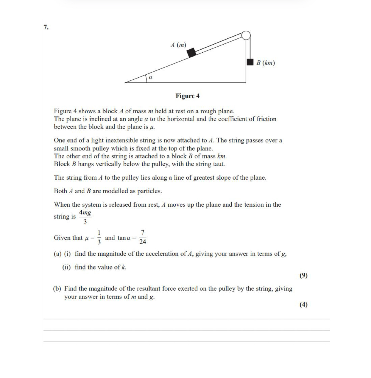 Solved Figure 4 ﻿shows a block A ﻿of mass m ﻿held at rest on | Chegg.com