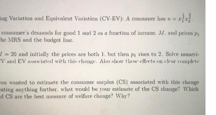 Solved ing Variation and Equivalent Variation (CV-EV): A | Chegg.com