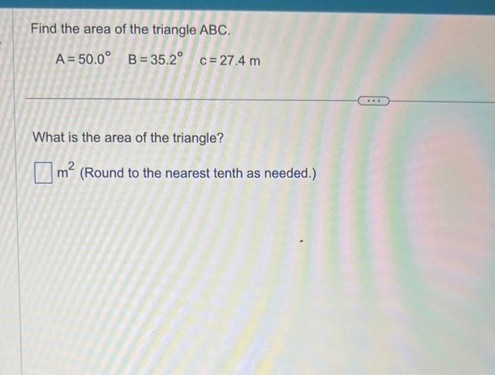 Solved Find the area of the triangle ABC. | Chegg.com