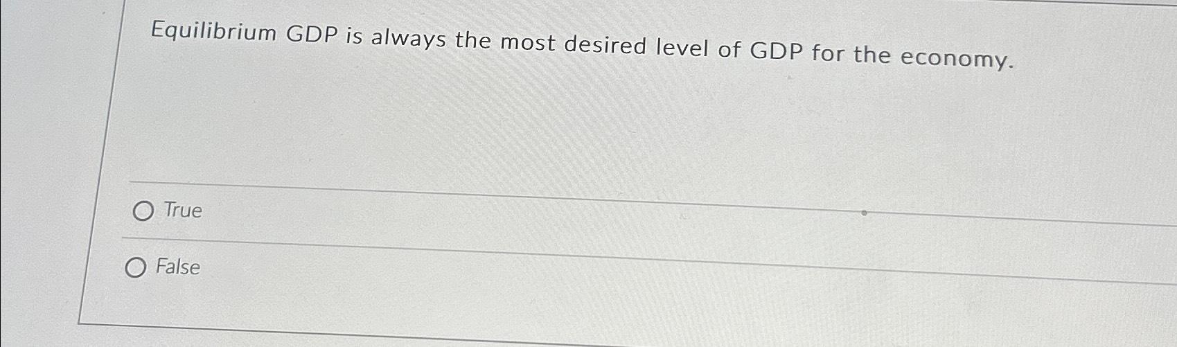 Solved Equilibrium GDP is always the most desired level of | Chegg.com