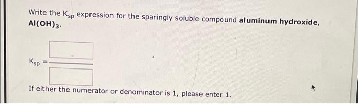 Solved Write the Ksp expression for the sparingly soluble | Chegg.com