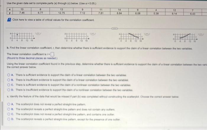 Solved a. Construct a scatterplot choote the corect graph | Chegg.com