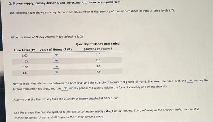 Solved 2 Money Supply Money Demand And Adjustment To