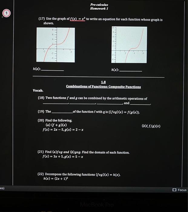 Solved Pre-calculus Homework 1 (17) Use the graph of f(x) = | Chegg.com