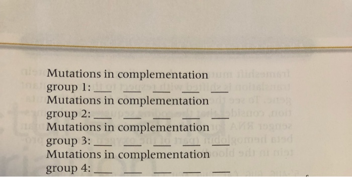 Solved yulm JResults of complementation tests of the six | Chegg.com