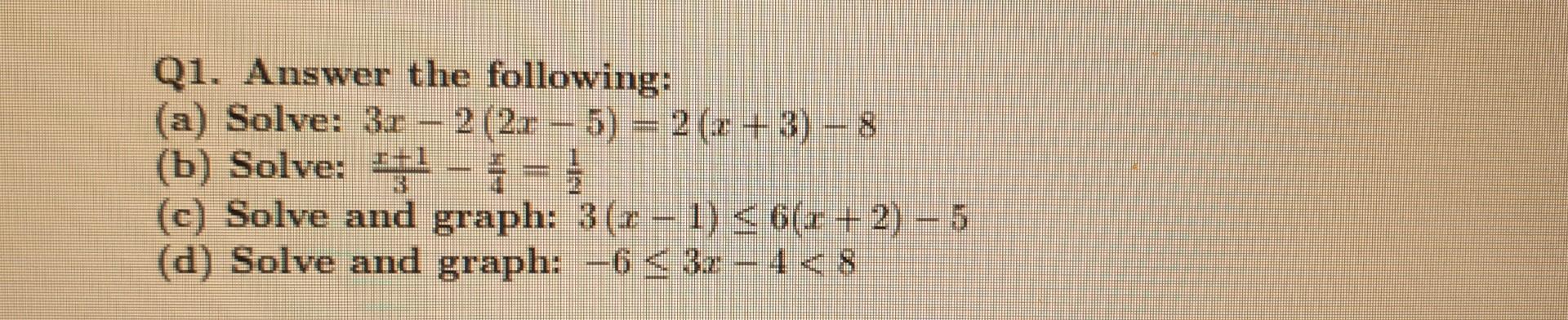 Solved Q1. Answer the following: (a) Solve: | Chegg.com