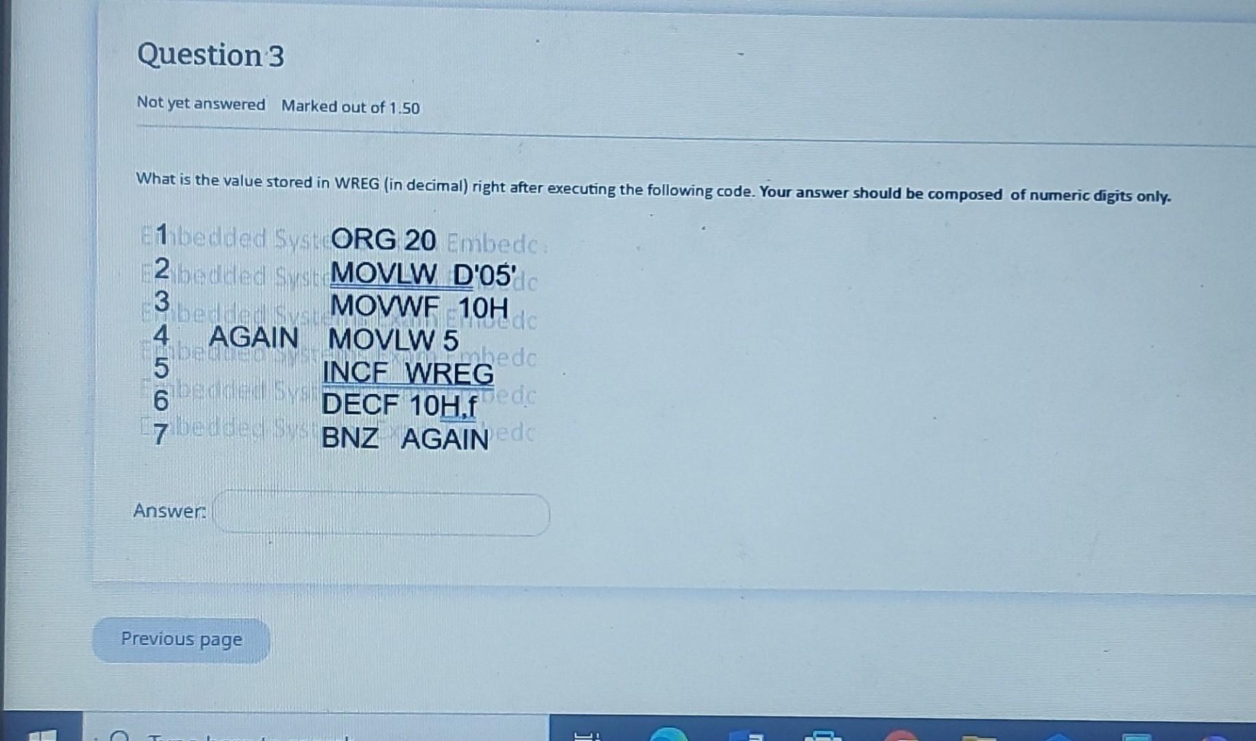 Solved What is the value stored in WREG (in decimal) right | Chegg.com