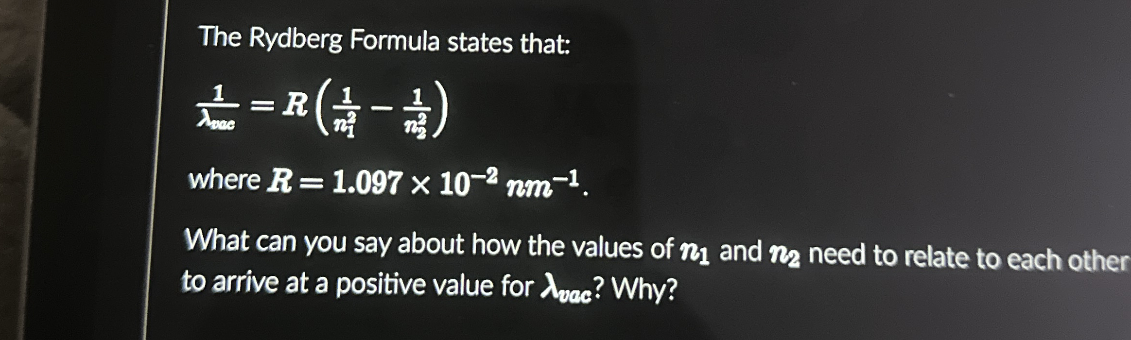 High Quality SOLUTION The Rydberg Formula states | Chegg.com