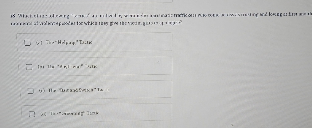 Solved Which of the following "tactics" are utilized by | Chegg.com