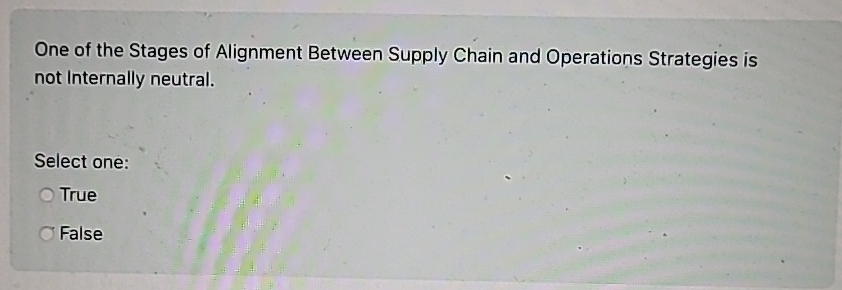 Solved One of the Stages of Alignment Between Supply Chain | Chegg.com