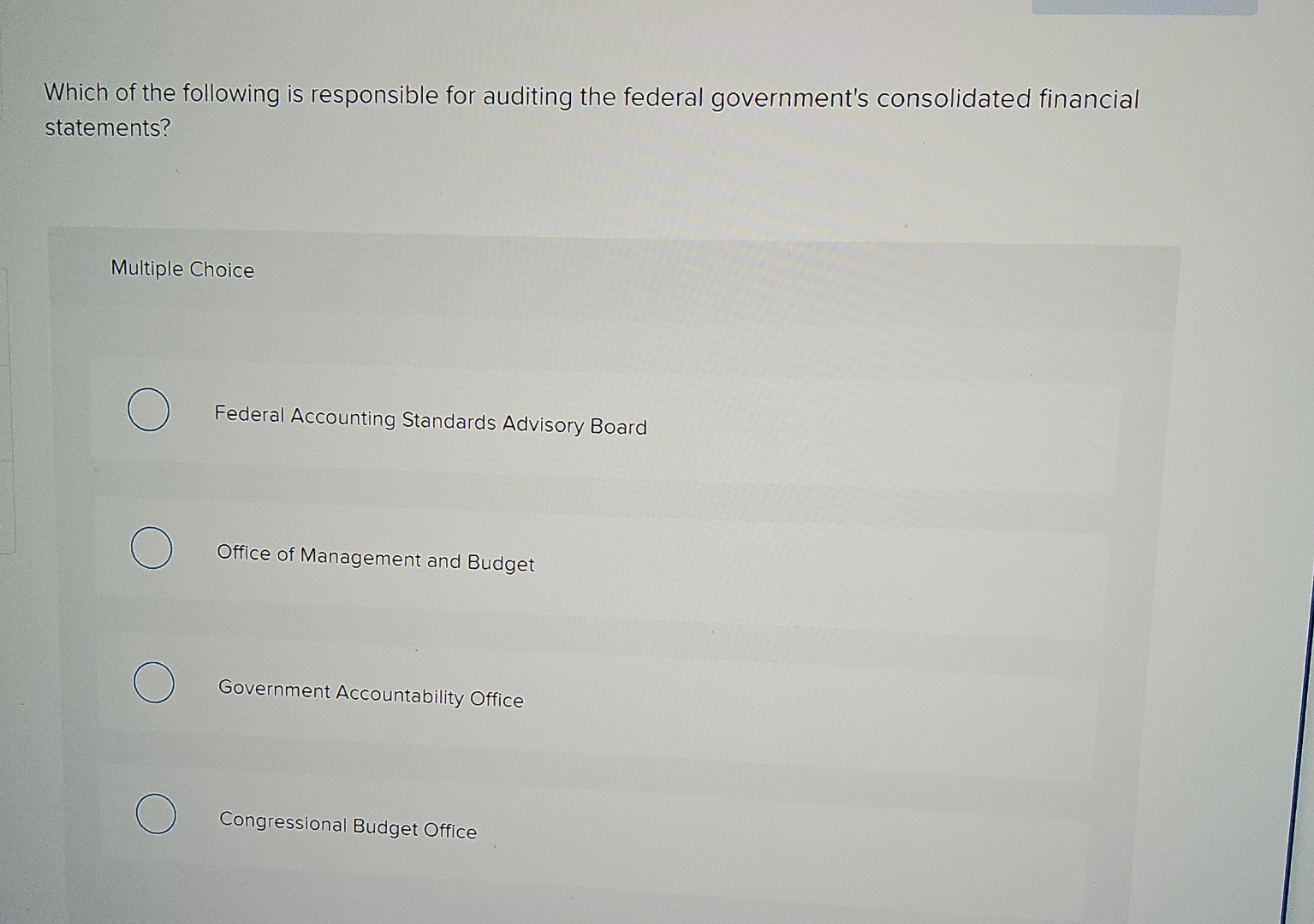 Solved Which of the following is responsible for auditing | Chegg.com