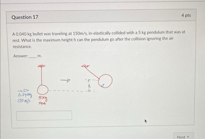 Solved Question 16 4 Pts A 1800 Kg Object Was Moving To The
