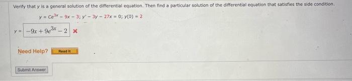 Solved Verify that y is a general solution of the | Chegg.com