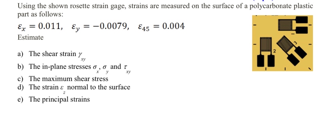 Solved Using the shown rosette strain gage, strains are | Chegg.com