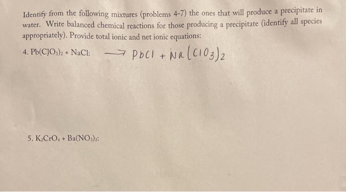 Solved Identify from the following mixtures (problems 4-7) | Chegg.com