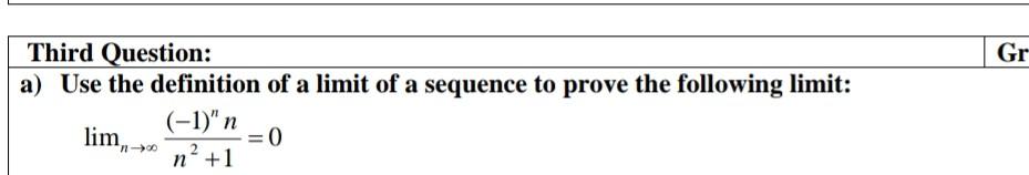 Solved a) Use the definition of a limit of a sequence to | Chegg.com