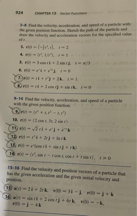 Solved 3-8 Find the velocity, acceleration, and speed of a | Chegg.com