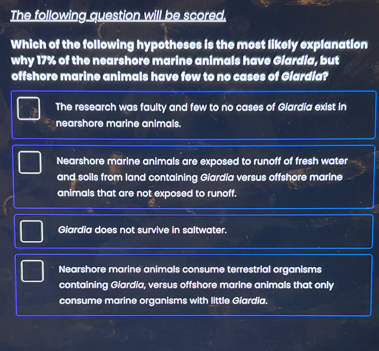 Solved The following question will be scored.Which of the | Chegg.com