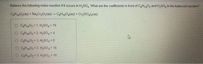 Solved Balance the following redox reaction if it occurs in | Chegg.com