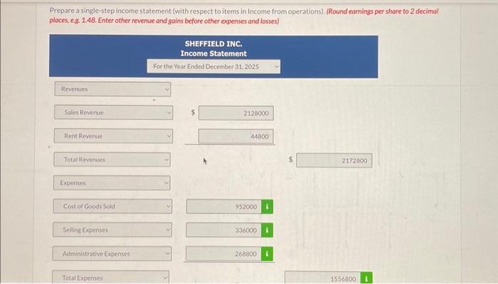 Solved Prepare a single-step income statement (with respect | Chegg.com
