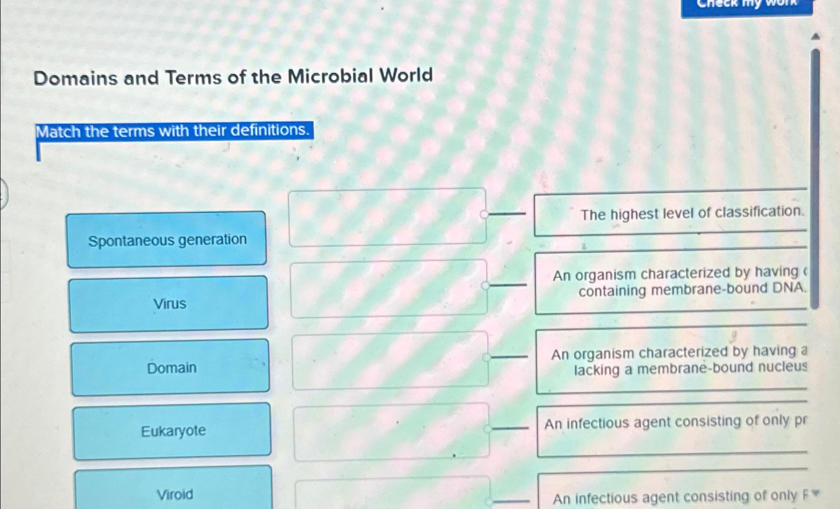 Solved Domains and Terms of the Microbial WorldMatch the | Chegg.com
