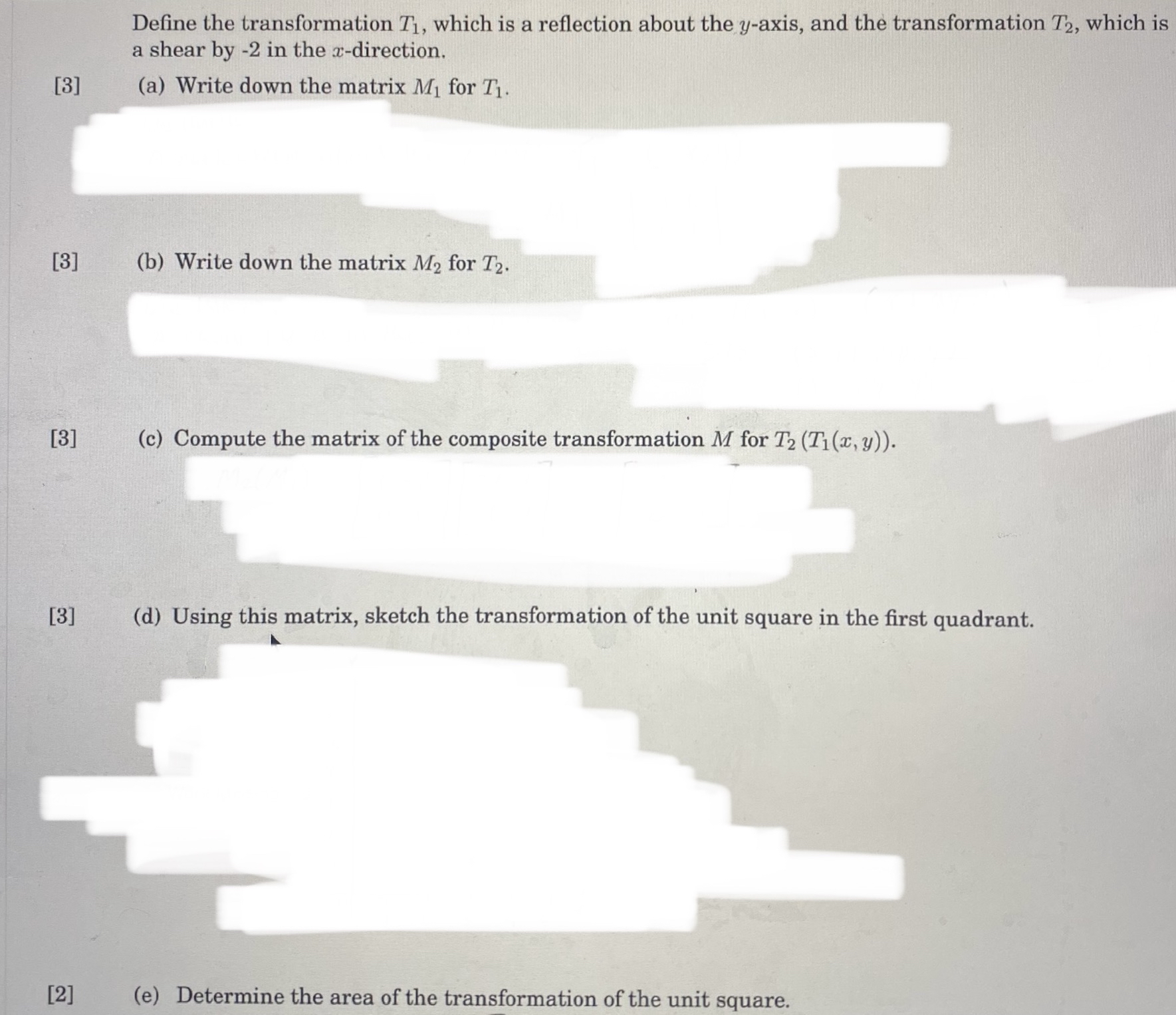 Solved Define the transformation T1, ﻿which is a reflection | Chegg.com