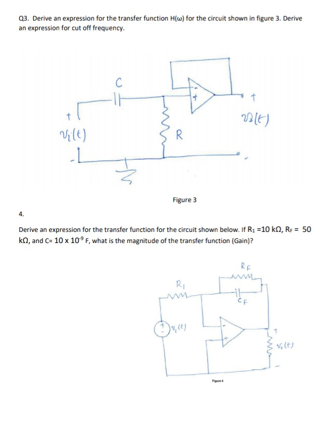 Solved Q3. Derive an expression for the transfer function | Chegg.com