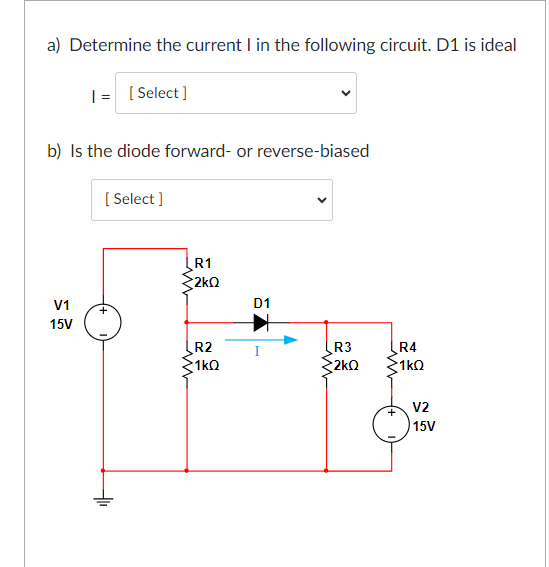 Solved a) ﻿Determine the current I in the following circuit. | Chegg.com