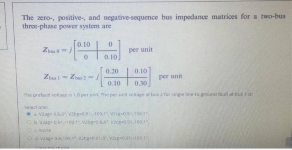 The zero-, positive-, and negative-sequence bus | Chegg.com