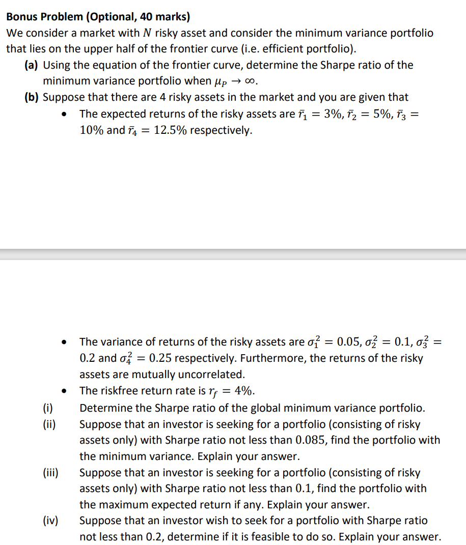 Solved Bonus Problem (Optional, 40 ﻿marks)We ﻿consider a | Chegg.com